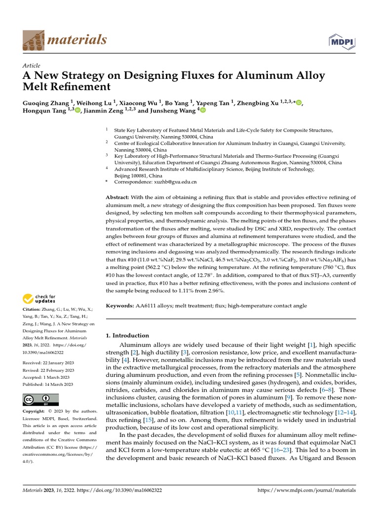 A New Strategy On Designing Fluxes For Aluminum Al | PDF | Differential ...