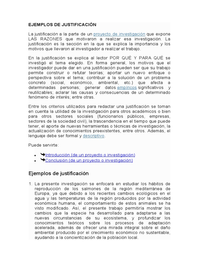 Ejemplos de Justificación | PDF
