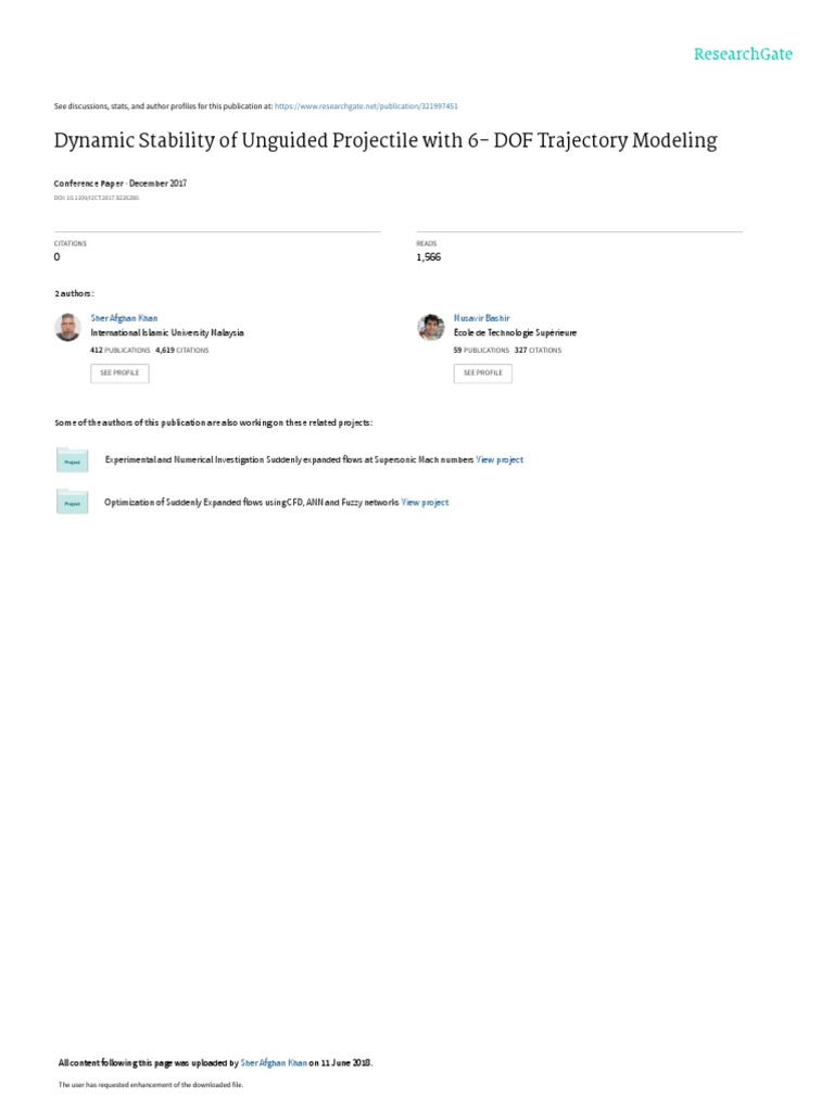 Dynamic Stability of Unguided Projectile With 6-DOF Trajectory Modeling | PDF