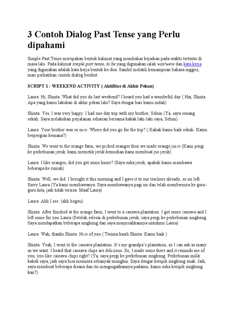 Dialog Past Tense | PDF