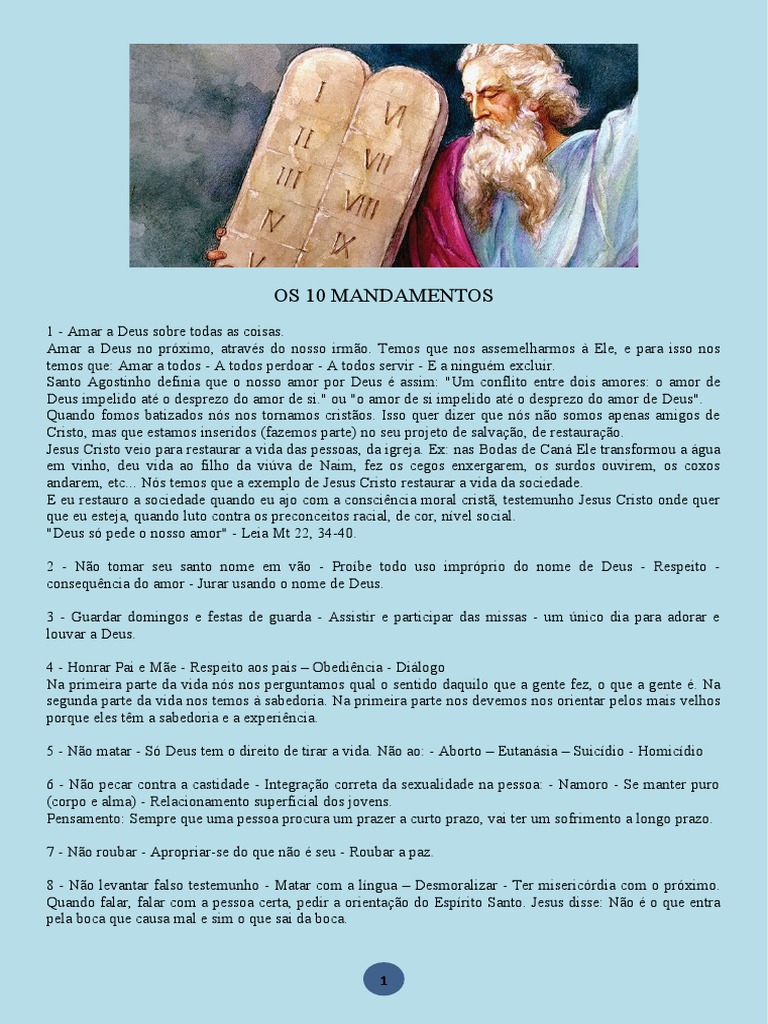 Os 10 Mandamentos, Sacramentos ... | PDF