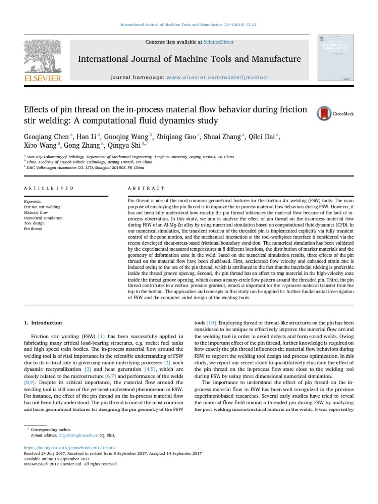 Effects of Pin Thread On The in Process Material Flow Behavior During ...