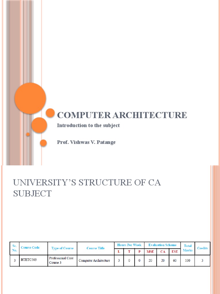 Intro To Syllabus Computer Architecture | PDF