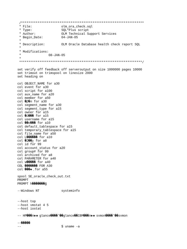 Oracle Check Health | PDF