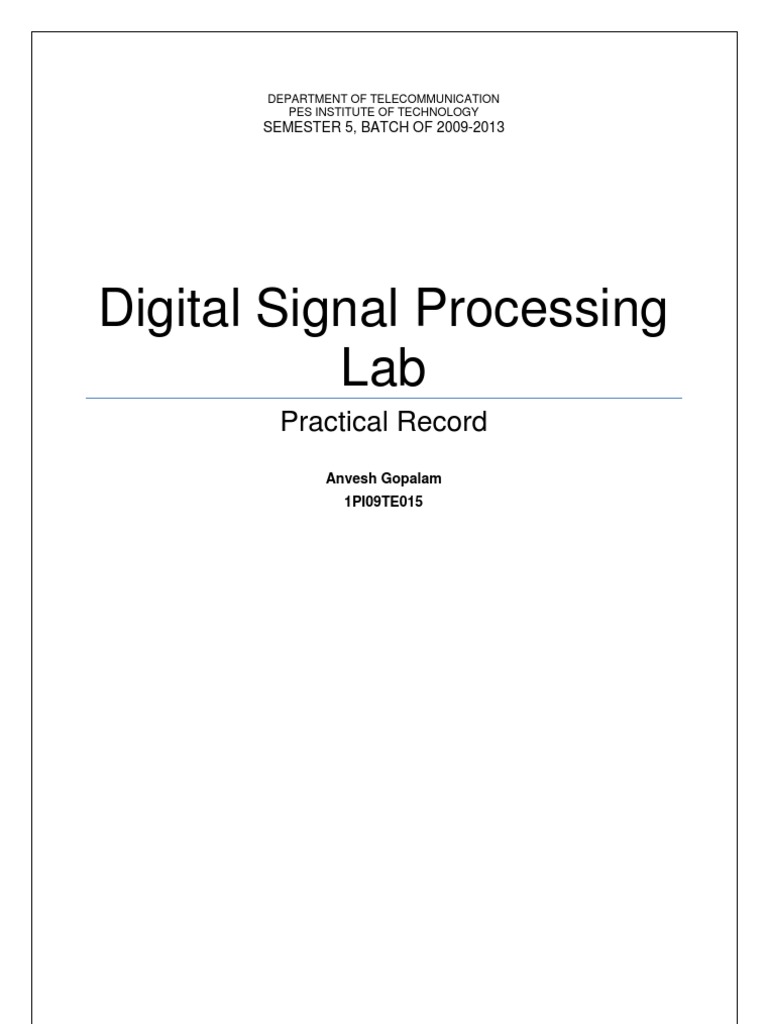 Digital Signal Processing Lab: Practical Record | PDF | Convolution ...