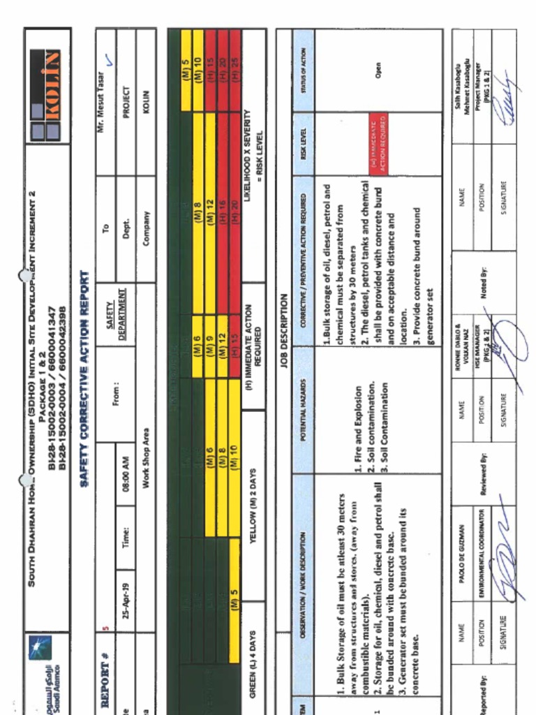 Safety Corrective Action Report | PDF