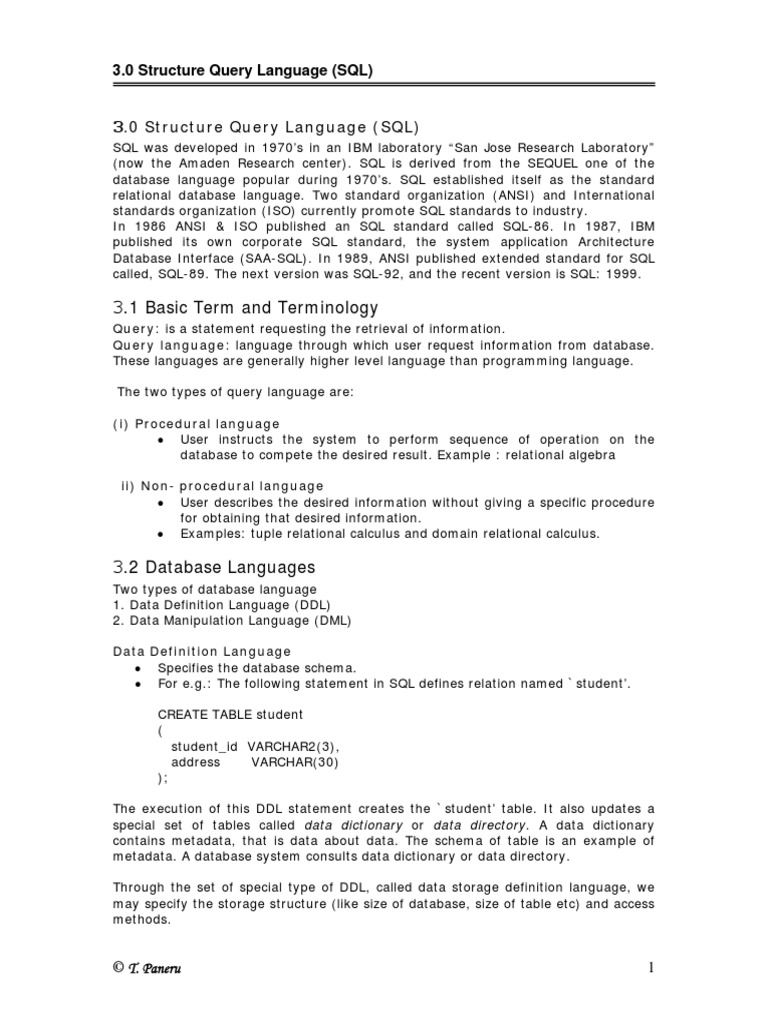 3 Structure Query Language Sql Pdf Sql Relational Database 8871