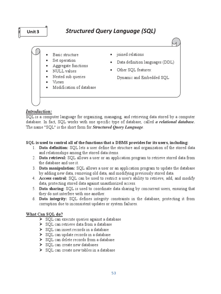 Chapter 3 - SQL Notes | PDF | Relational Model | Databases