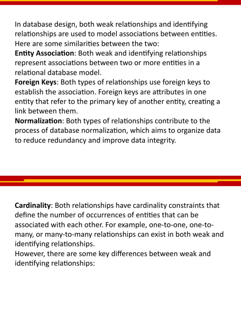 Weak vs Identifying Relationships in DB | PDF | Computer Data | Databases