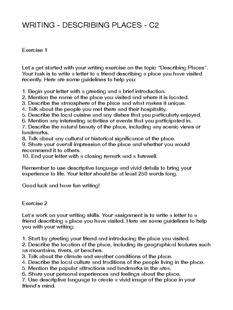 Writing - Describing Places - C2 | PDF