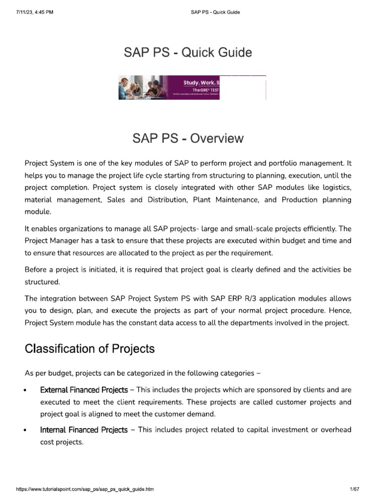 Sap Ps Guide Print | PDF