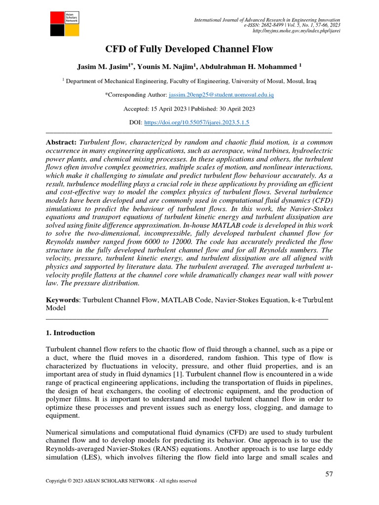 CFD of Fully Developed Channel Flow | PDF