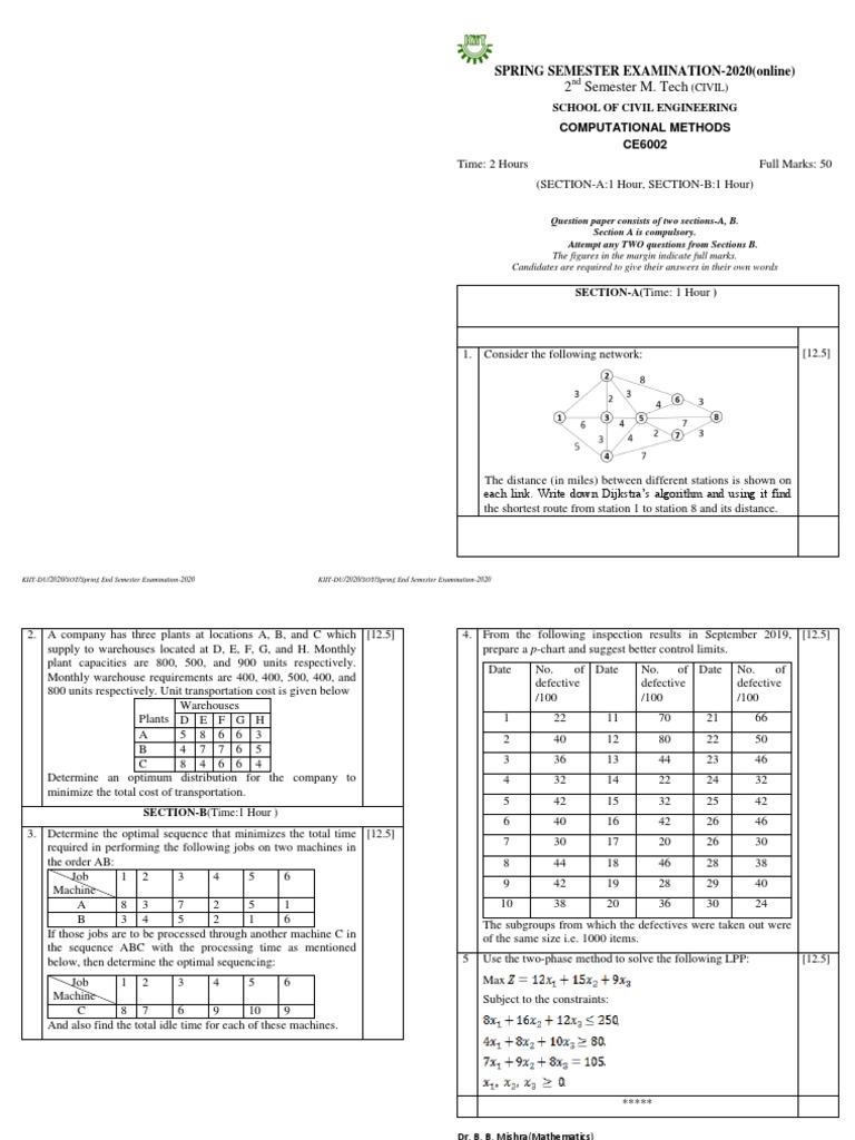 Computational Methods. (Ce 6002) | PDF