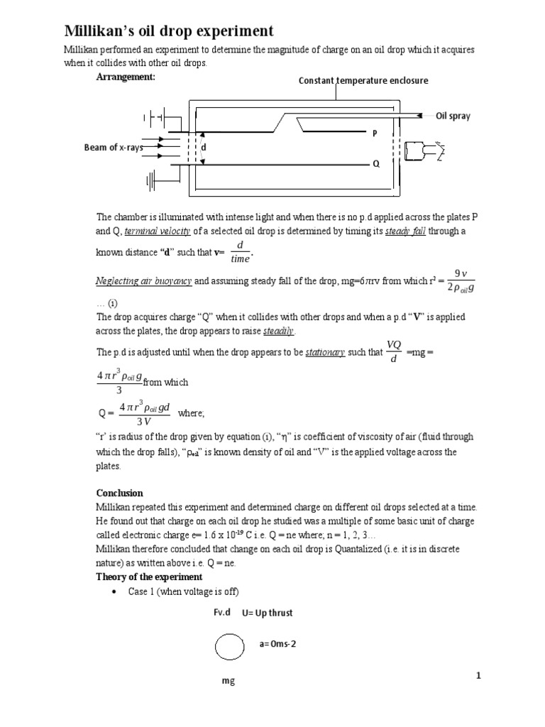 Millikan'z experiment | PDF