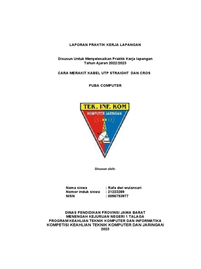 Laporan PKL: Merakit Kabel UTP | PDF | Karier & Perkembangan