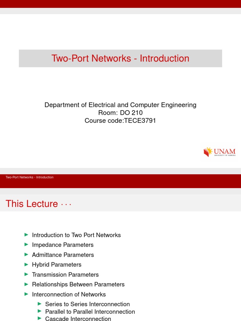 Two Port Network - Lecture Notes | PDF