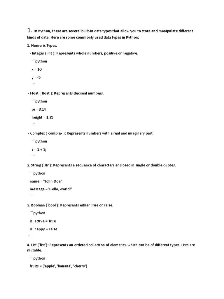 Unit 1 Python | PDF | String (Computer Science) | Data Type