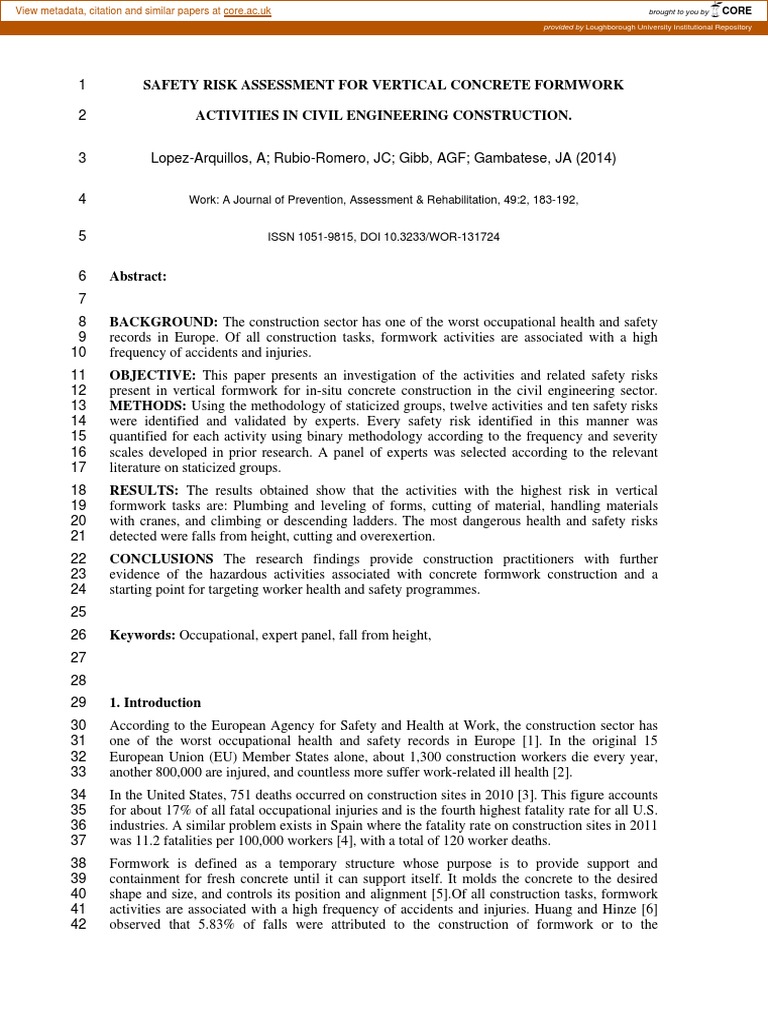 Work: A Journal of Prevention, Assessment & Rehabilitation, 49:2, 183-192 | PDF | Risk ...