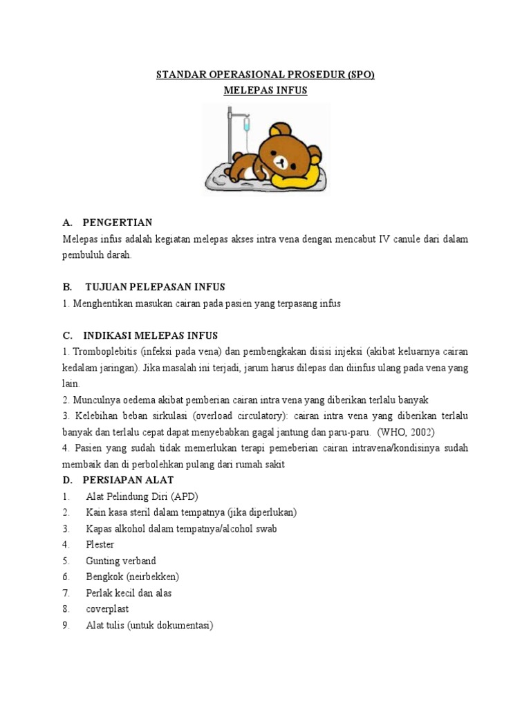 SOP pelepasan infus | PDF