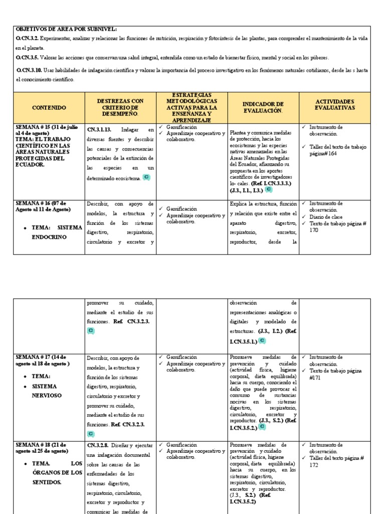 Ciencias Naturales Planificacion | PDF | Aprendizaje | Observación