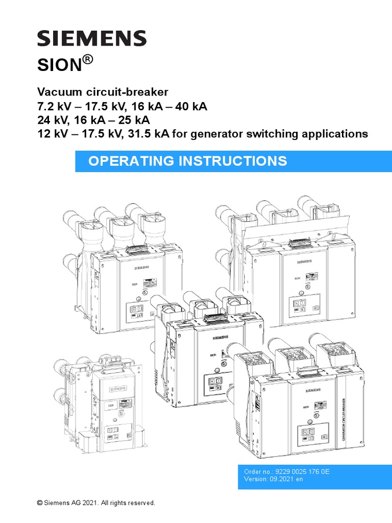 Siemens - NXAir - Disjuntor A Vácuo 3AE5 SION | PDF | Electrical ...