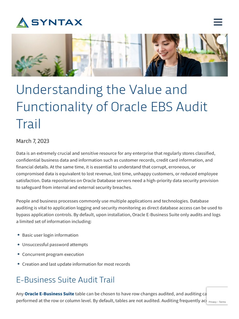 Understanding The Value and Functionality of Oracle EBS Audit Trail - Syntax | PDF | Databases ...
