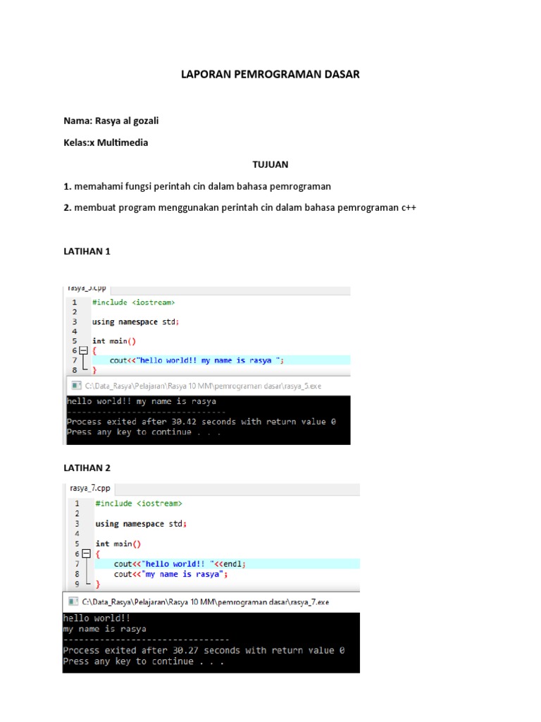 Laporan Pemrograman Dasar 2 | PDF