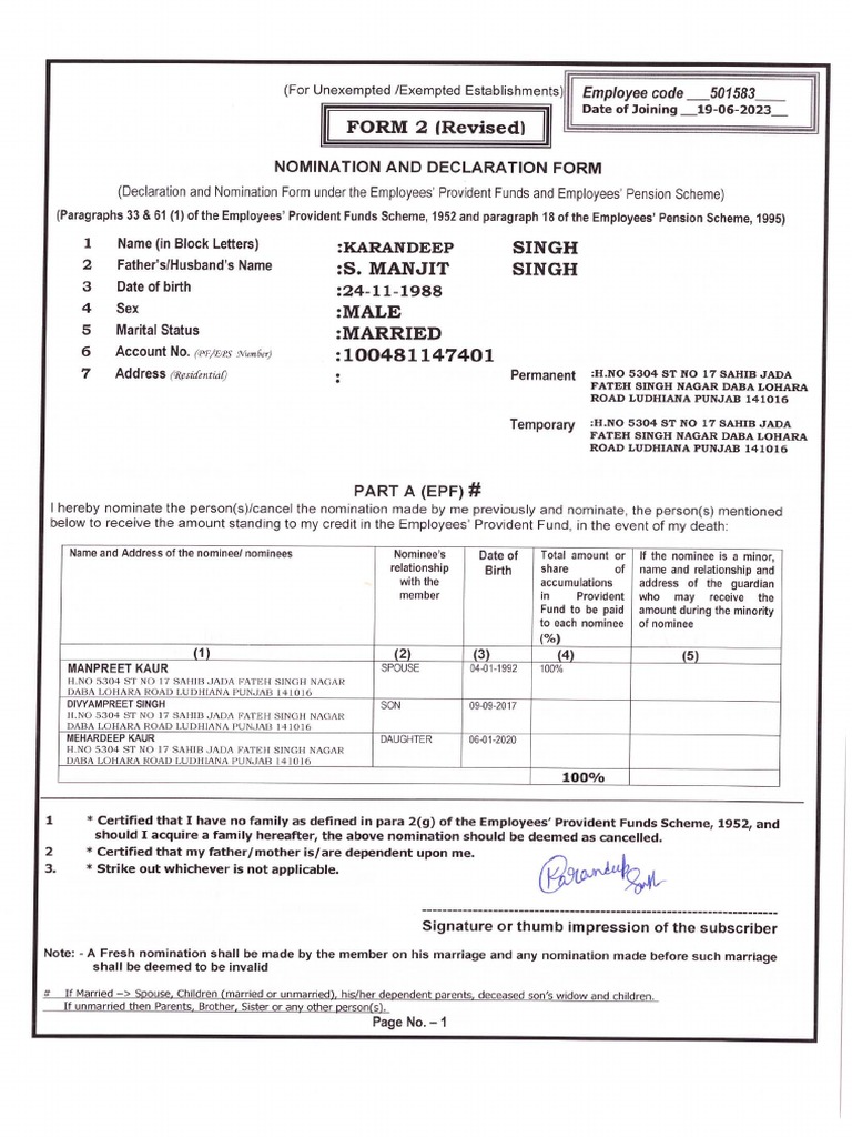 fORM 2 REVISED KARANDEEP SINGH | PDF