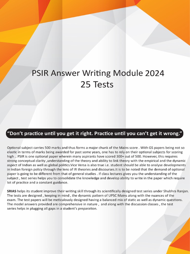 PSIR Test Series 2024 Brochure | PDF