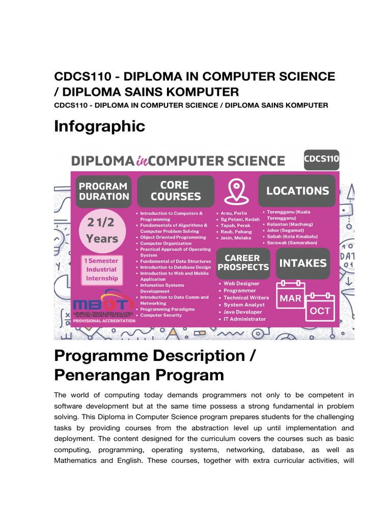 CDCS110 - Diploma in Computer Science - Diploma Sains Komputer | PDF ...