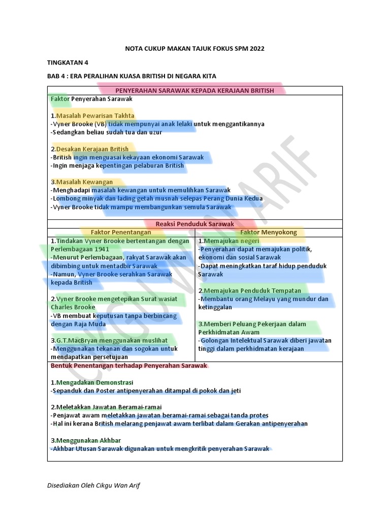 T4 B4 - Nota Sejarah Fokus SPM 2022 | PDF
