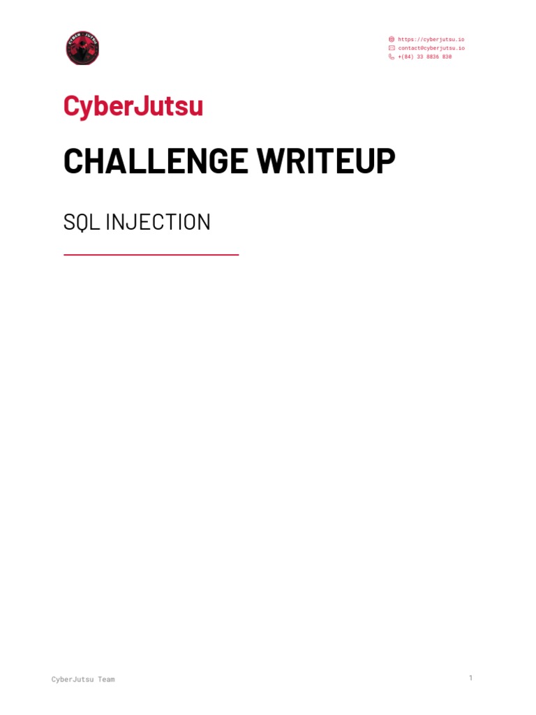 Writeups Sql Injection 1 8 Pdf