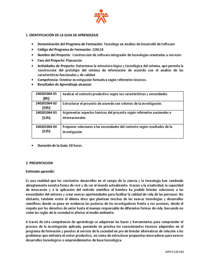 Guía Aprendizaje ORIENTAR INVESTIGACIÓN ADSO | PDF