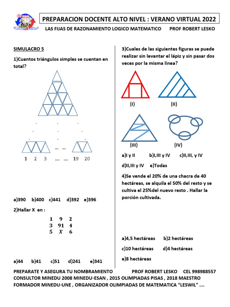 Ve22 Simulacro 5 Grupo Robert Lesko Enero - Febrero | PDF