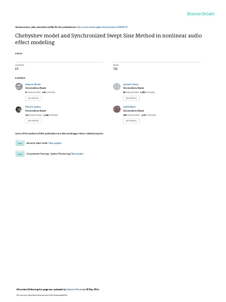Chebyshev Model and Synchronized Swept Sine Method | PDF | Signal Processing | Algorithms