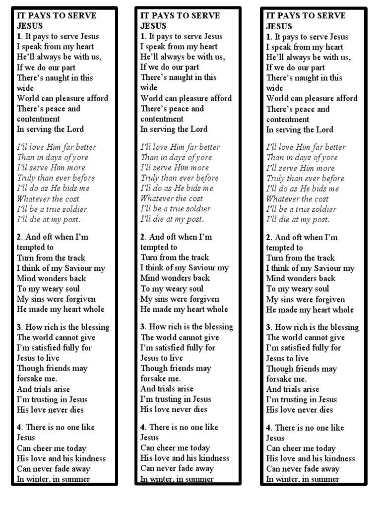 It Pays To Serve Jesus | PDF