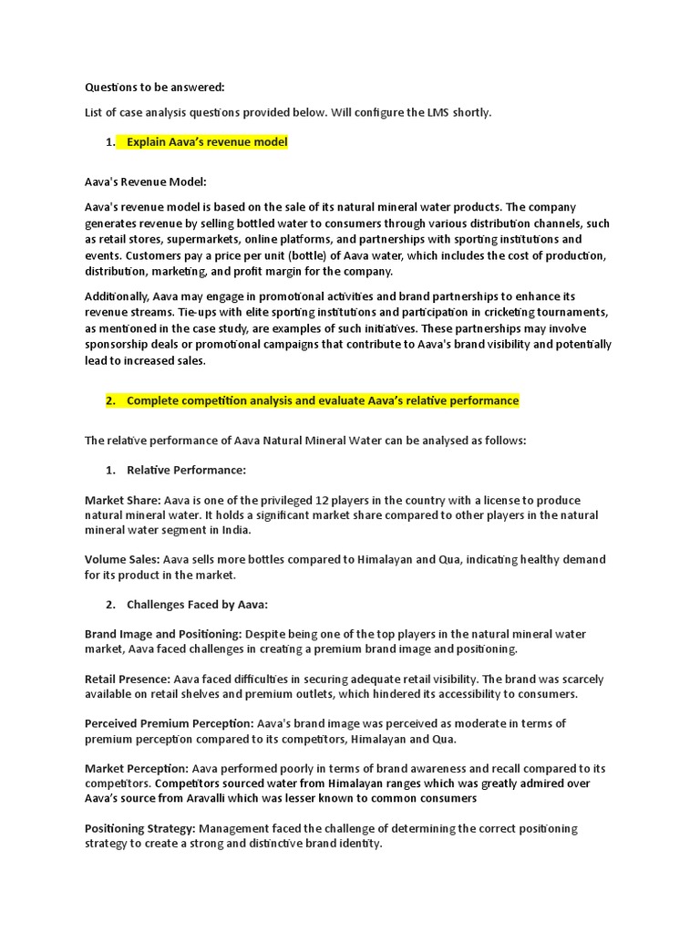 Aava Natural Mineral Water Word | PDF | Brand | Retail