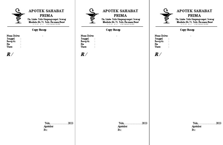 PRINT Blanko Resep Apotek F4 | PDF