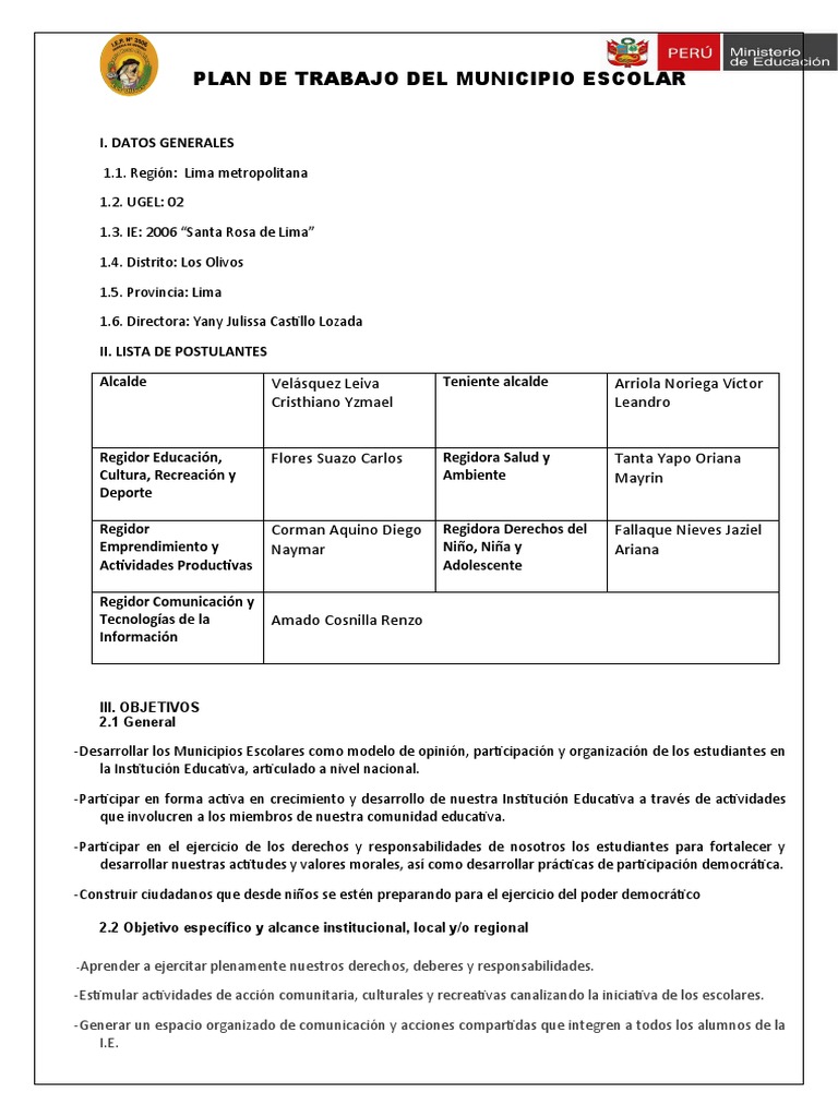 Plan Municipio Escolar | PDF