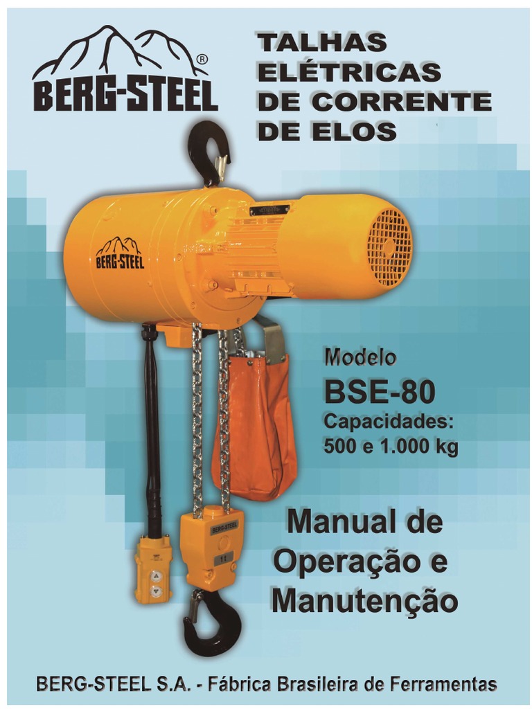 Manual Talha Elétrica Berg-Steel BSE-80 | PDF | Freio | Vestir-se
