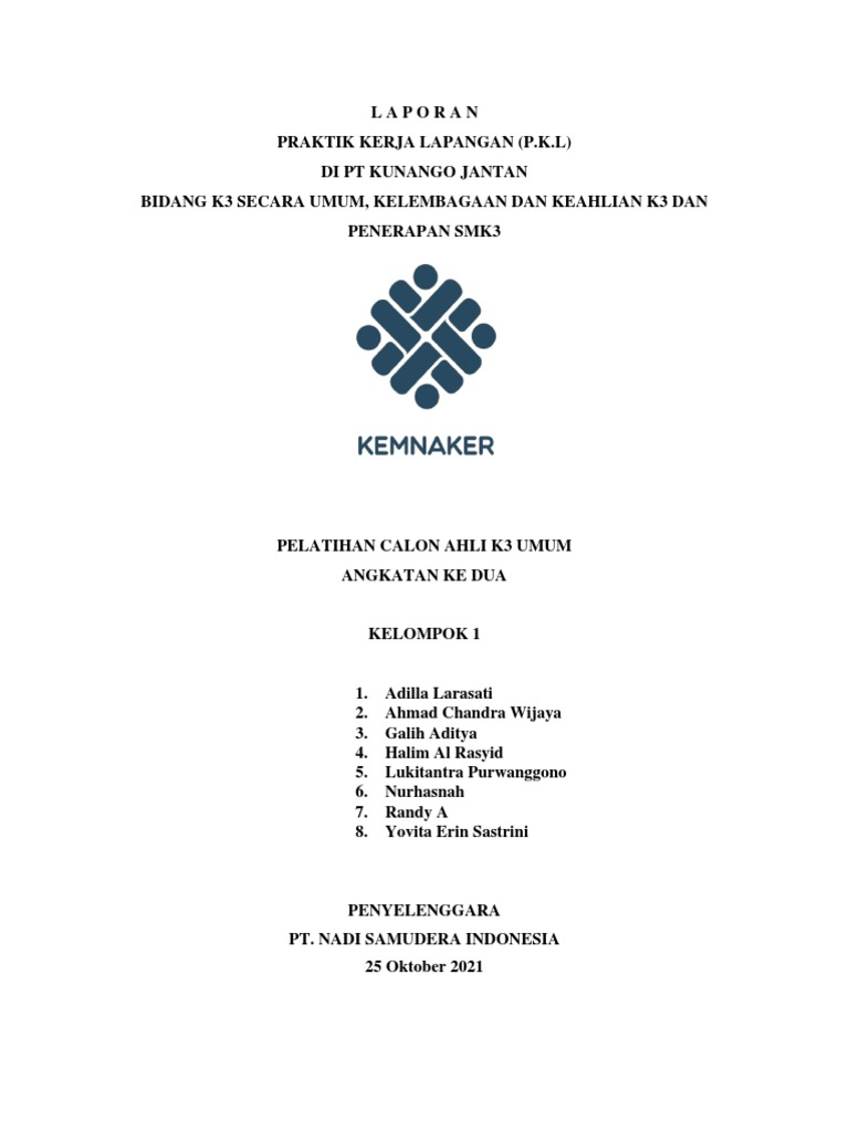 Laporan PKL Kelompok 1 - AK3U Batch 2 PT Nadi Samudera Indonesia | PDF | Teknologi & Rekayasa