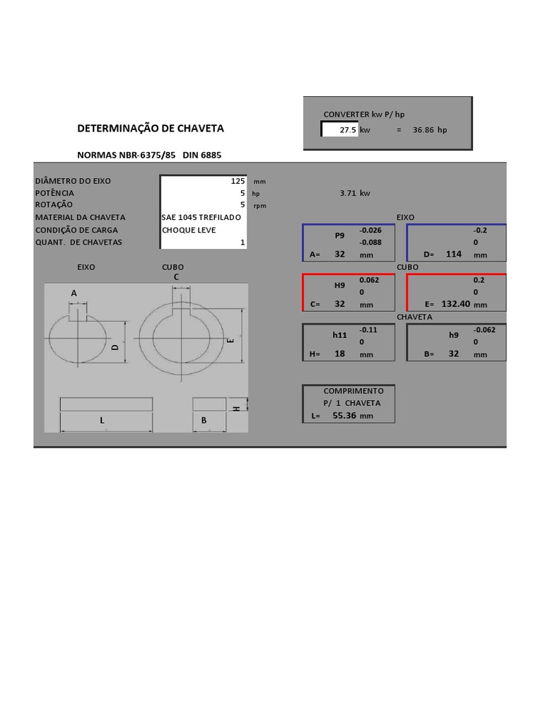Conversão de Potência e Normas de Chaveta | PDF | Quantidade | Metrologia