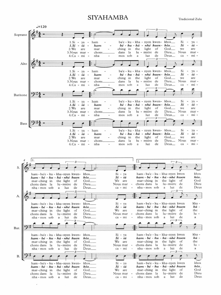 Siyahamba - SATB | PDF
