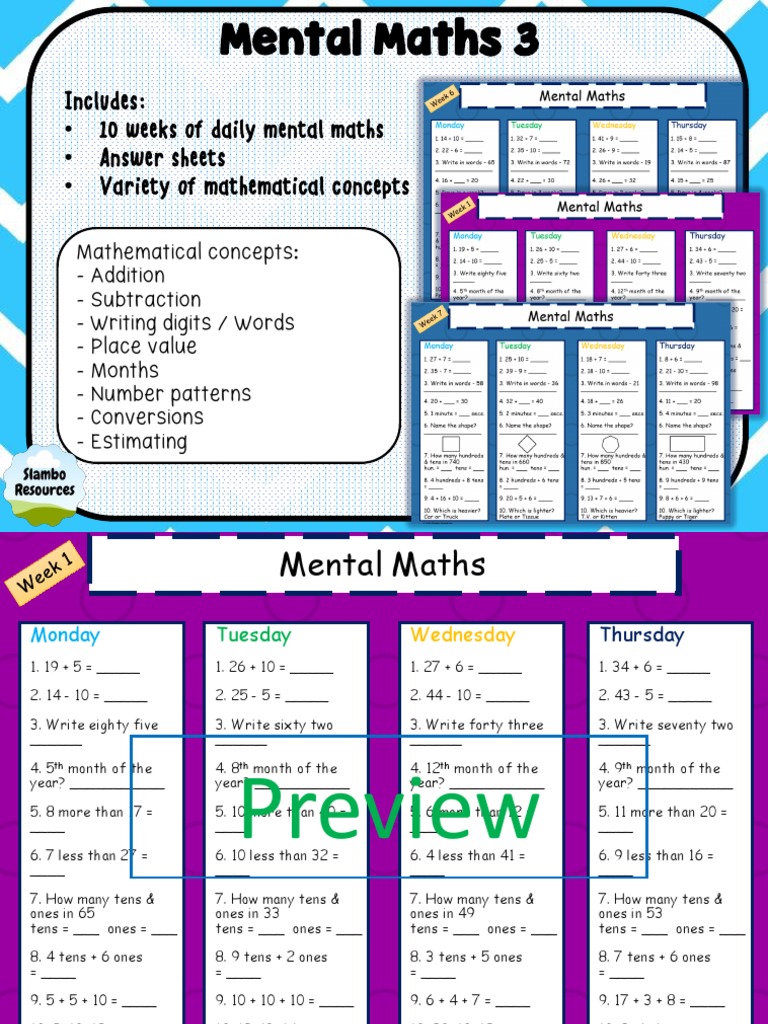 Mental Maths Grade 2 V3 Preview | PDF | Mathematics