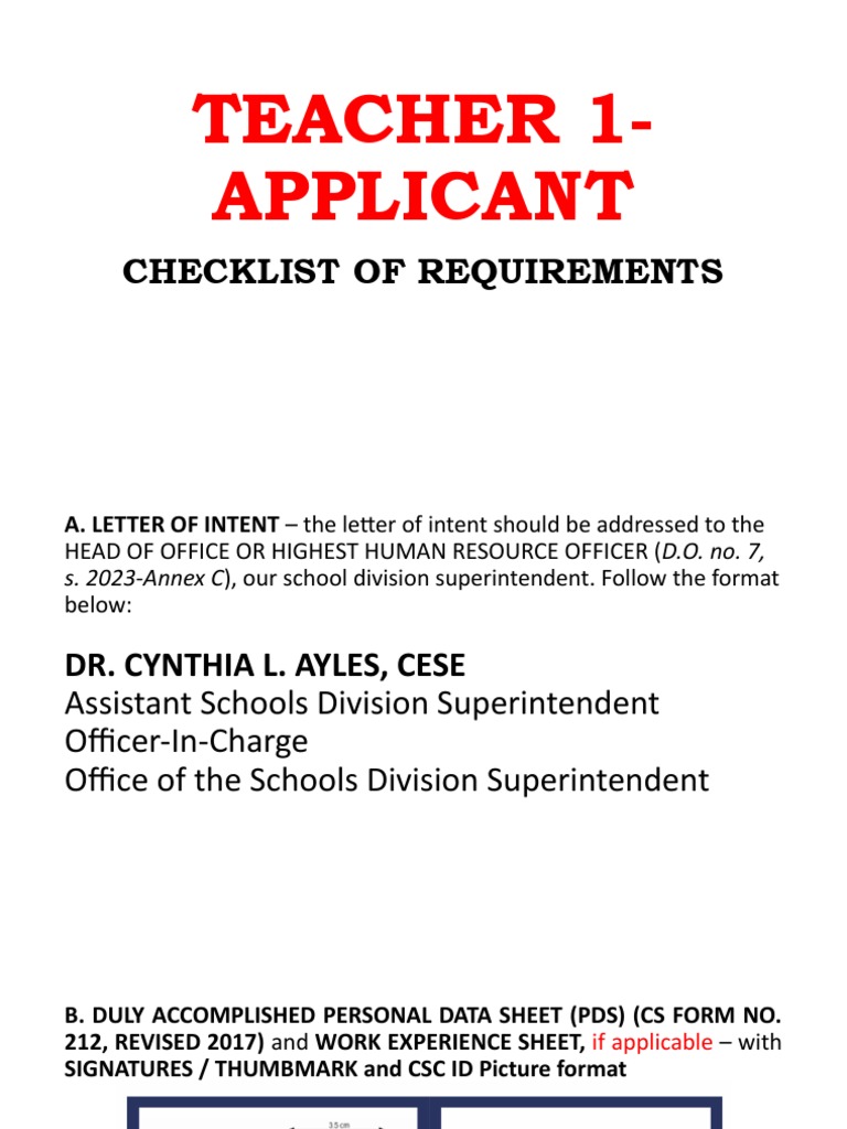 T1 Applicants Checklist of Requirements | PDF