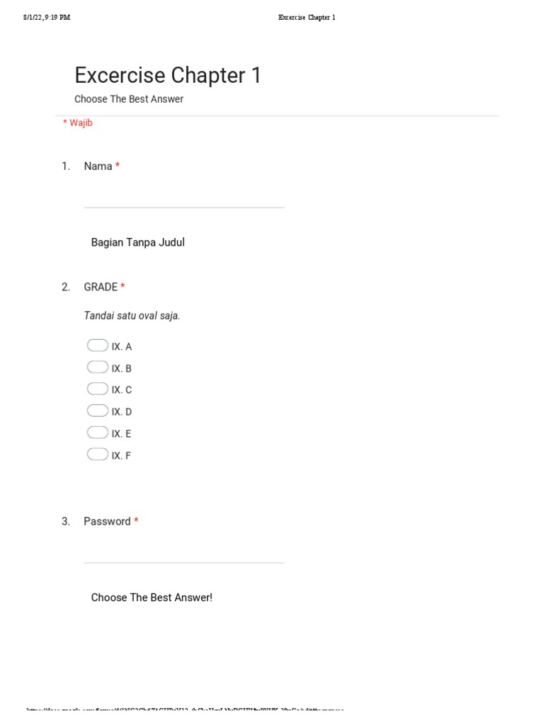 Excercise Chapter 1 Pdf 
