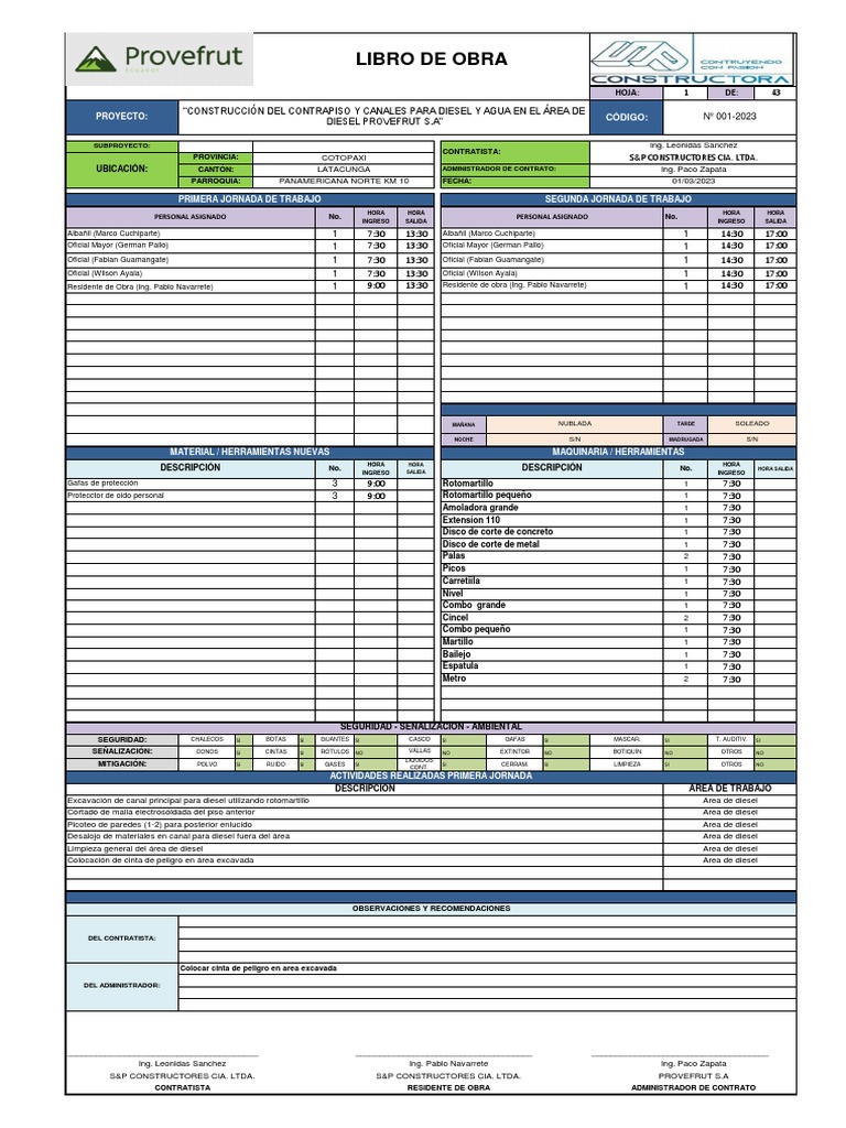 Provefrut Libro de Obra - Texto (Contrapiso) | PDF | Materiales | Química