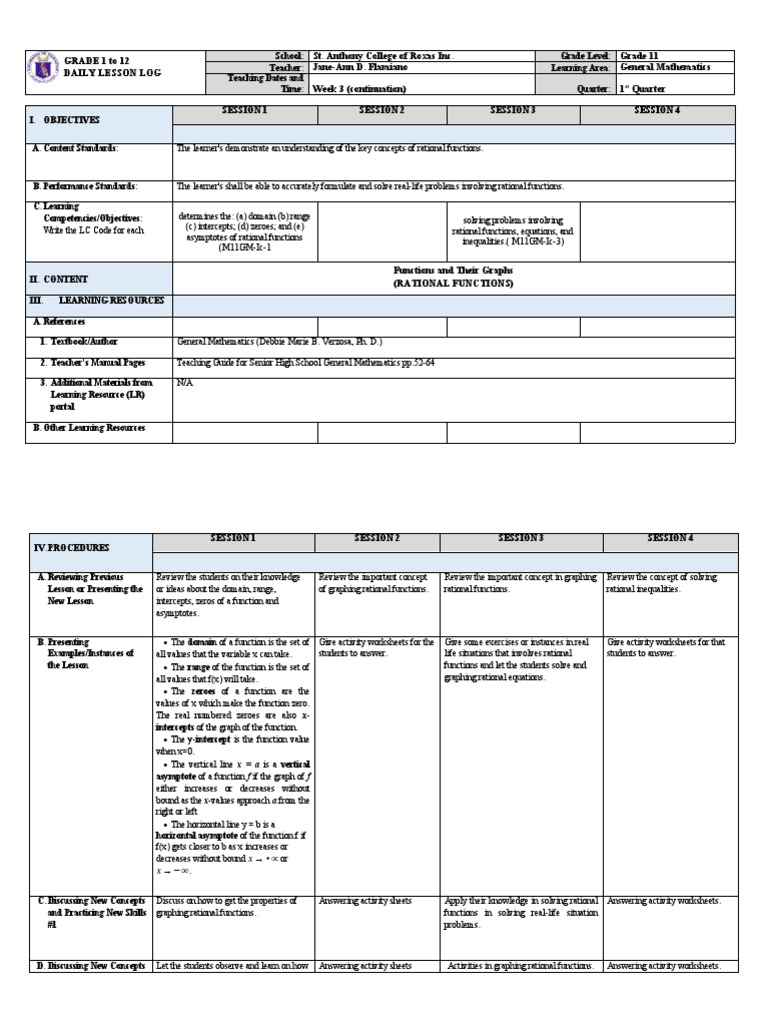 DLL Genmath Week 3 | PDF