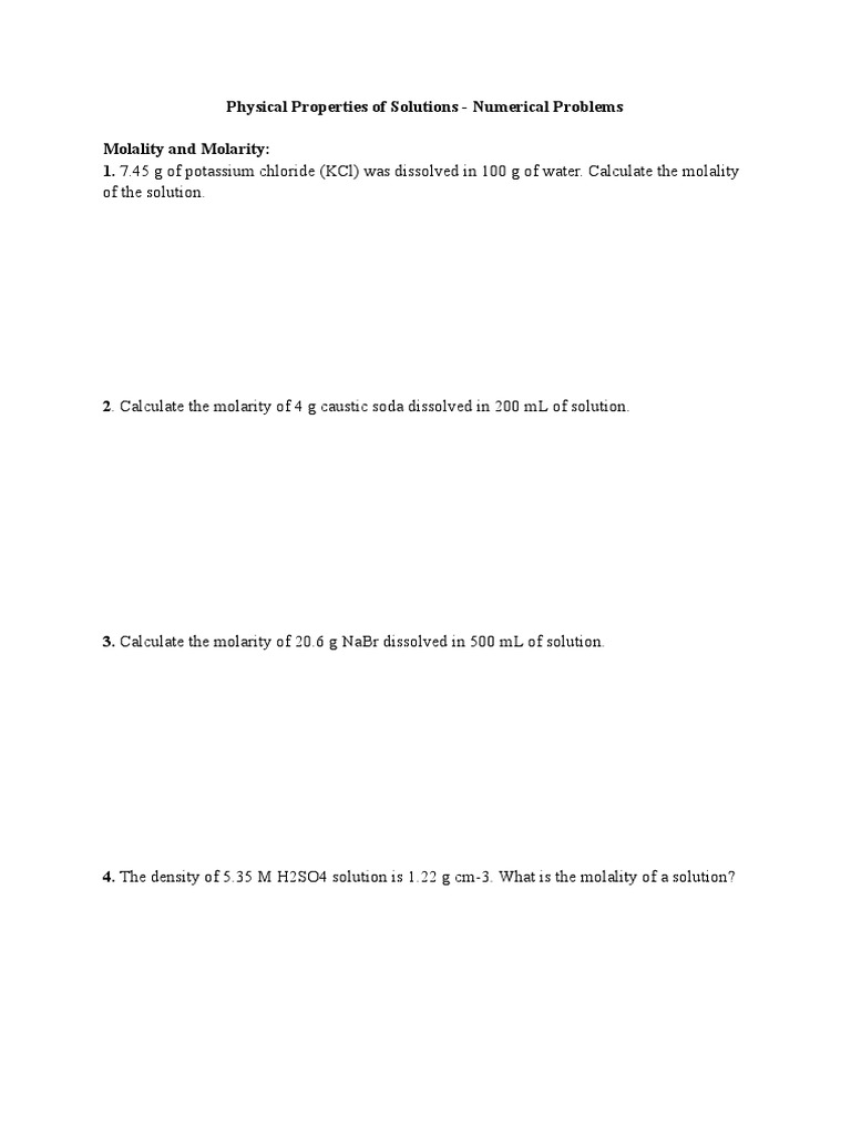 Genchem2 Solutions Numerical Problems | PDF