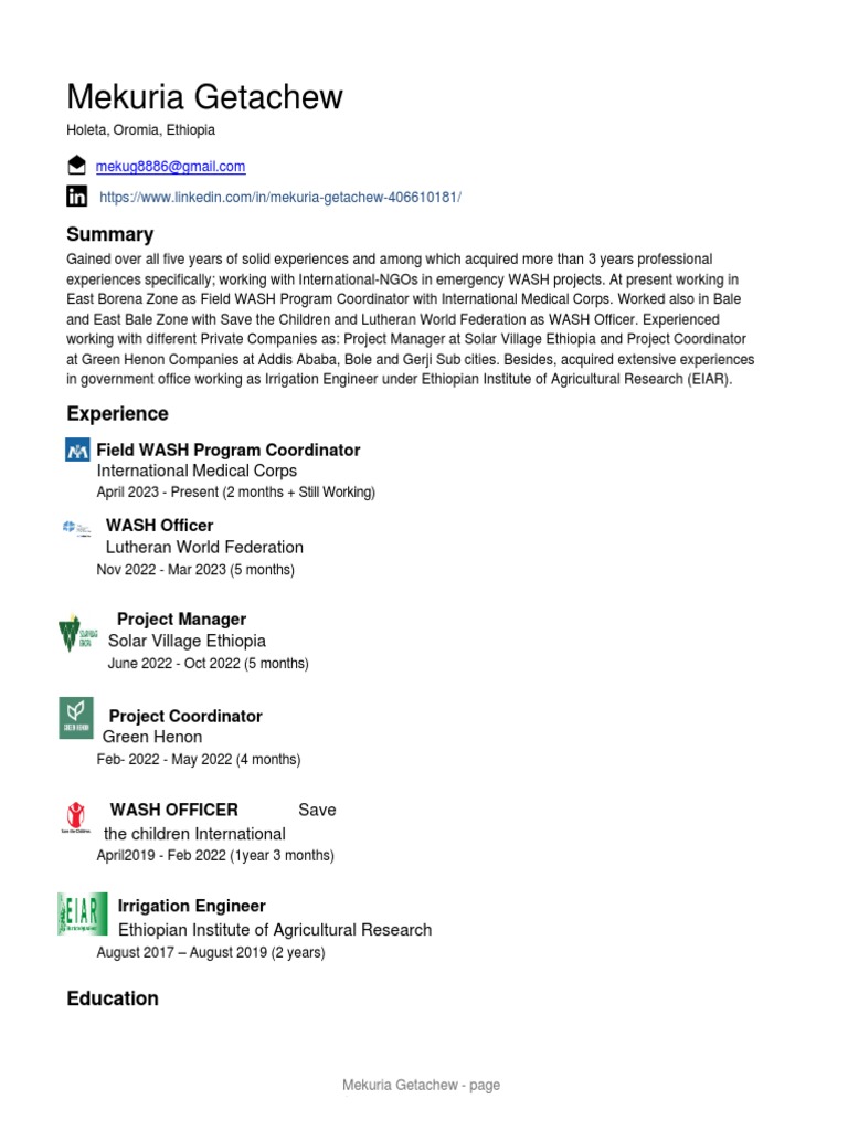 Mekuria Getachew CV | PDF